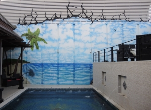 Tropical Beach Graffiti Mural for Private Client in Pattaya, Thailand