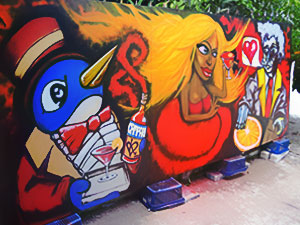 Live graffiti performance for Campari launch party