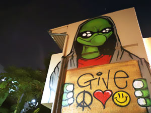 Alien graffiti mural at Brownstone Art Gallery Bangkok 2015