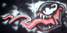 Venom black light graffiti art piece on canvas