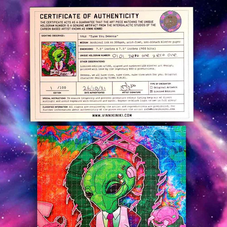 Aliens n' Centipedes Limited Edition LSD Blotter Art